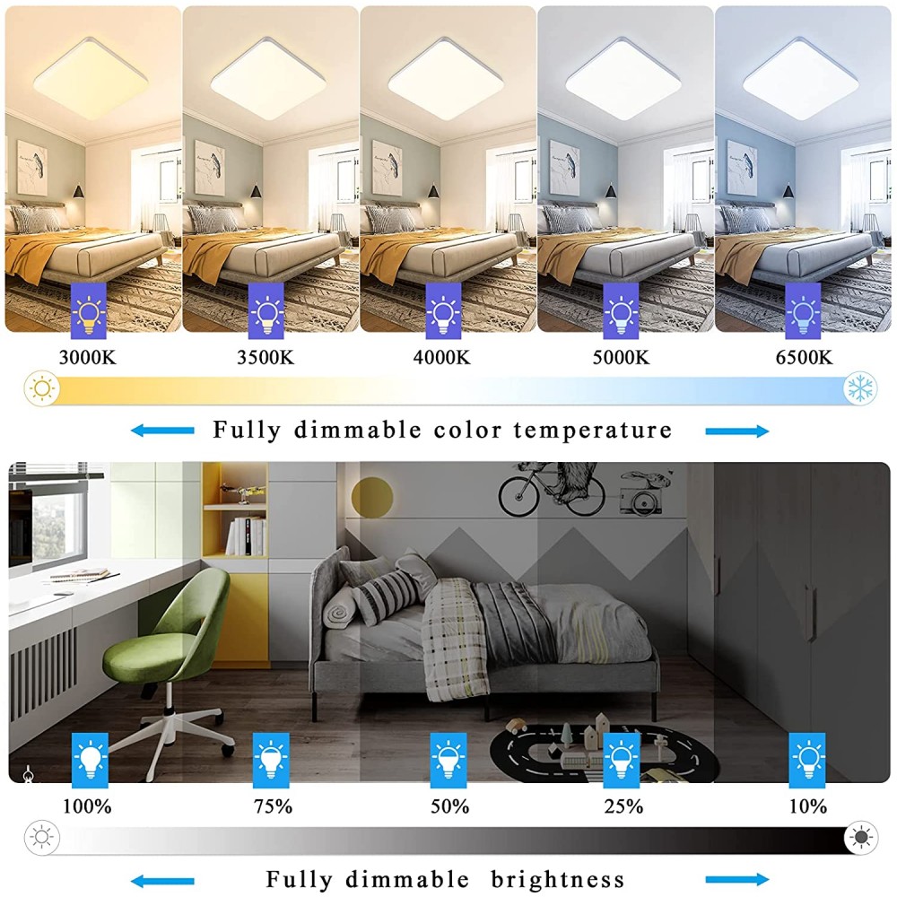 Buy RGB Dimmable LED Ceiling Light 24W with Remote Control, LED Ceiling ...