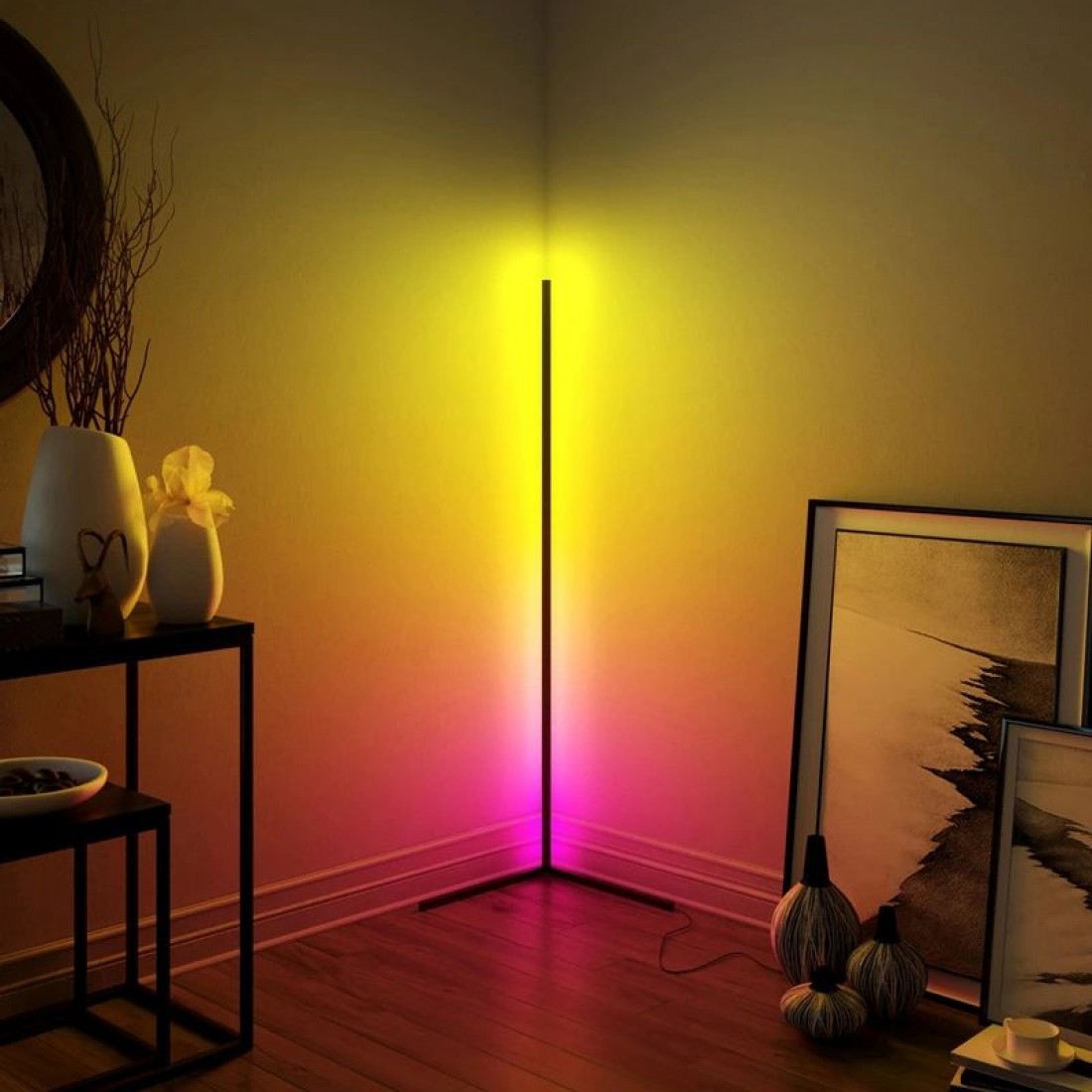 RGBIC Color Changing Led Corner Floor Lamp with APP and Remote Control ...